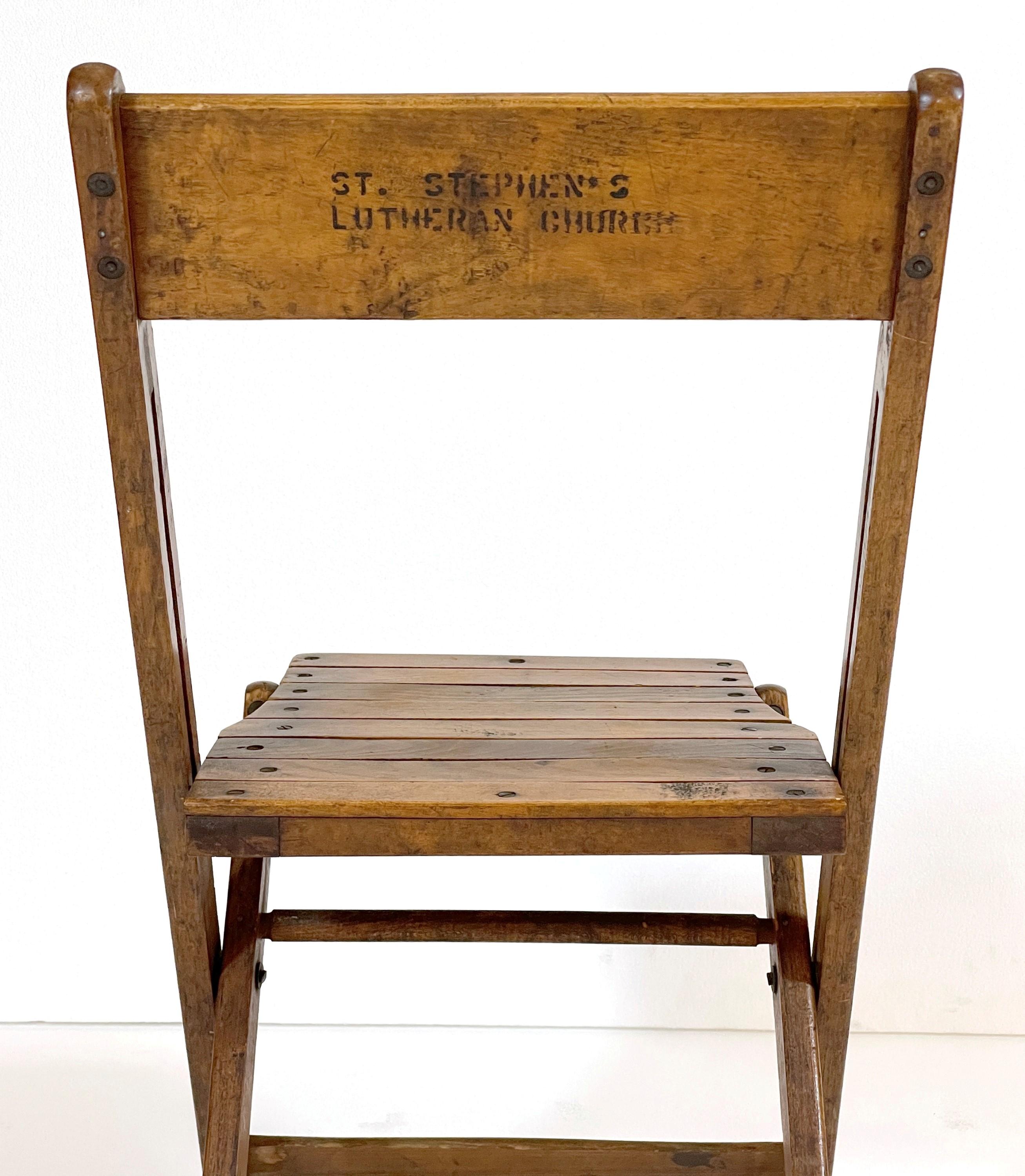 Slatted Wood Folding Church Gym Chair Quantity Available For Sale at ...