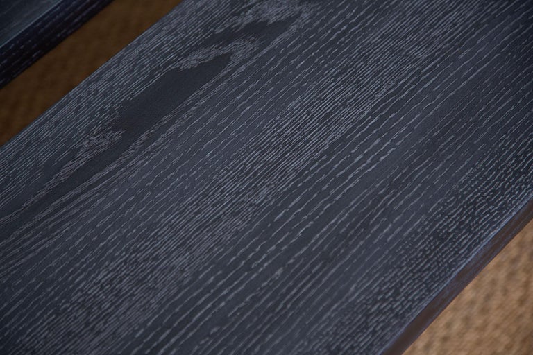 Sleek Black Cerused Wood Benches Pair of Vintage at 1stDibs