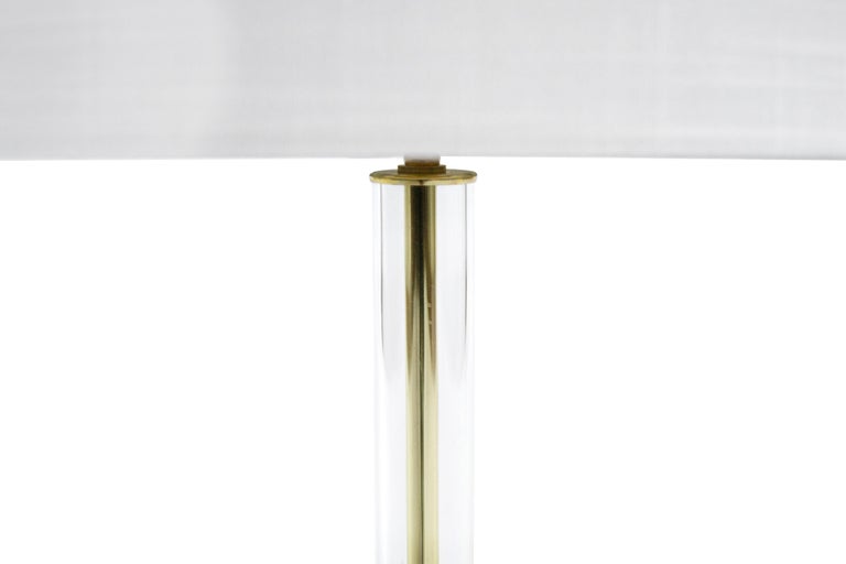 Sleek Glass and Brass Table Lamp For Sale at 1stDibs