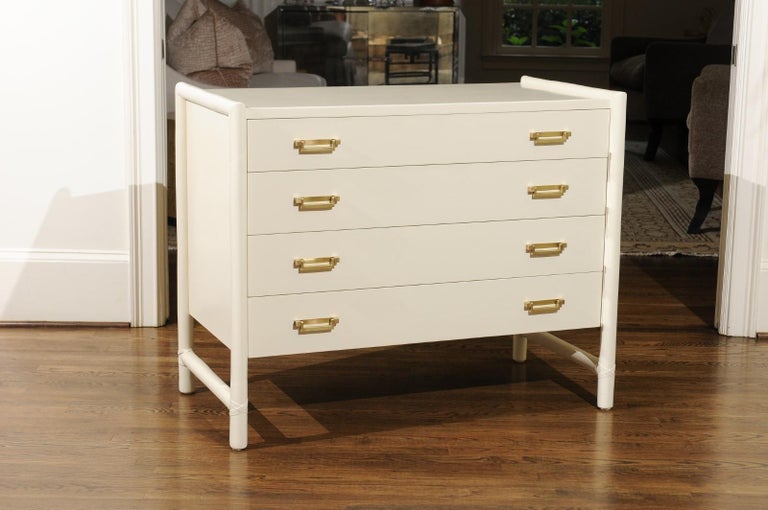 Sleek Meticulously Restored Cream Lacquer Commode by McGuire, circa ...