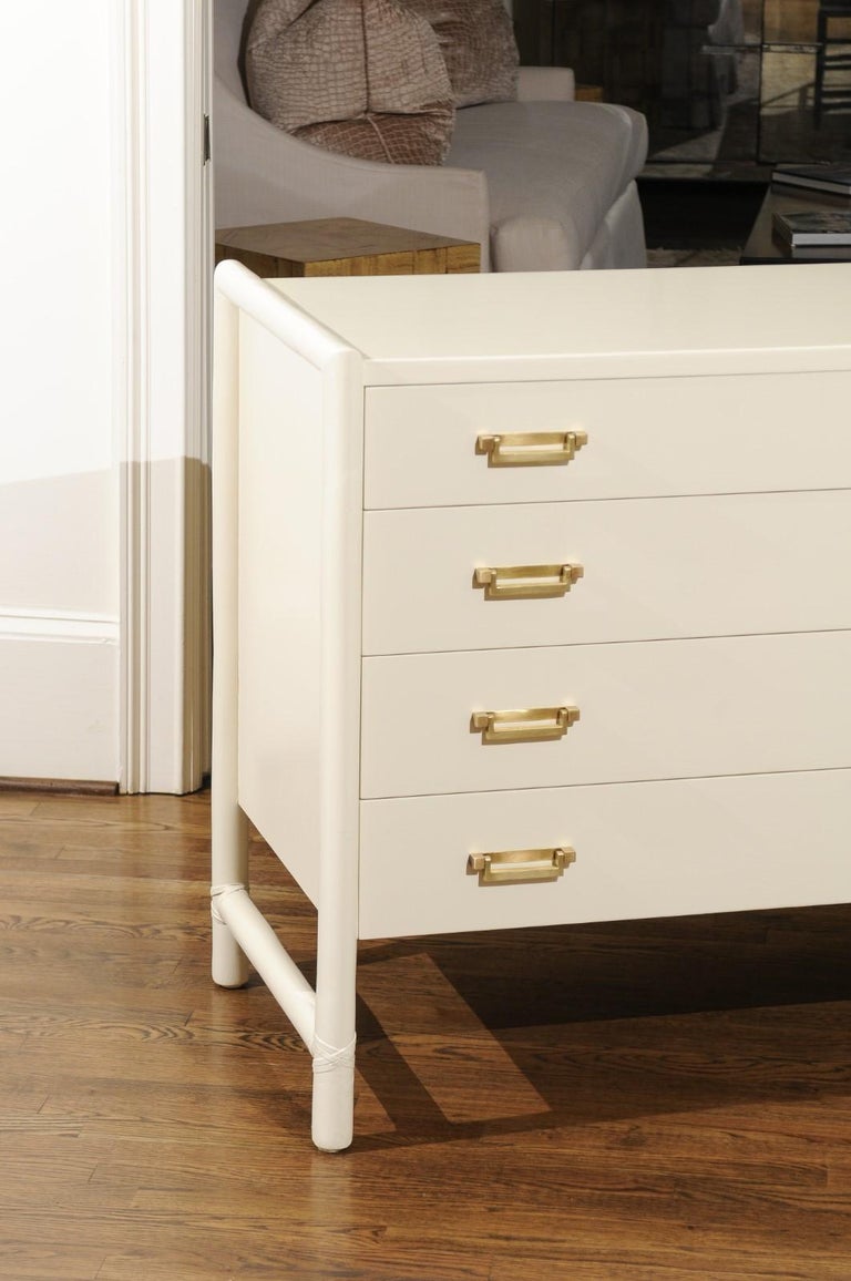 Sleek Meticulously Restored Cream Lacquer Commode by McGuire, circa ...
