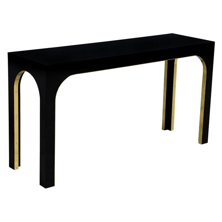 Sleek Modern Black Console with Metal Accent For Sale at 1stDibs ...