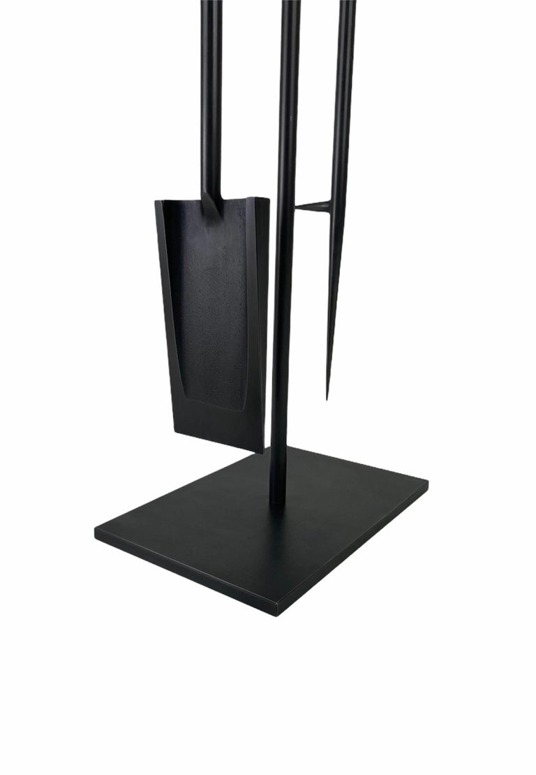 Handmade Modern Blackened Steel Fireplace Tool Set with Shovel and ...