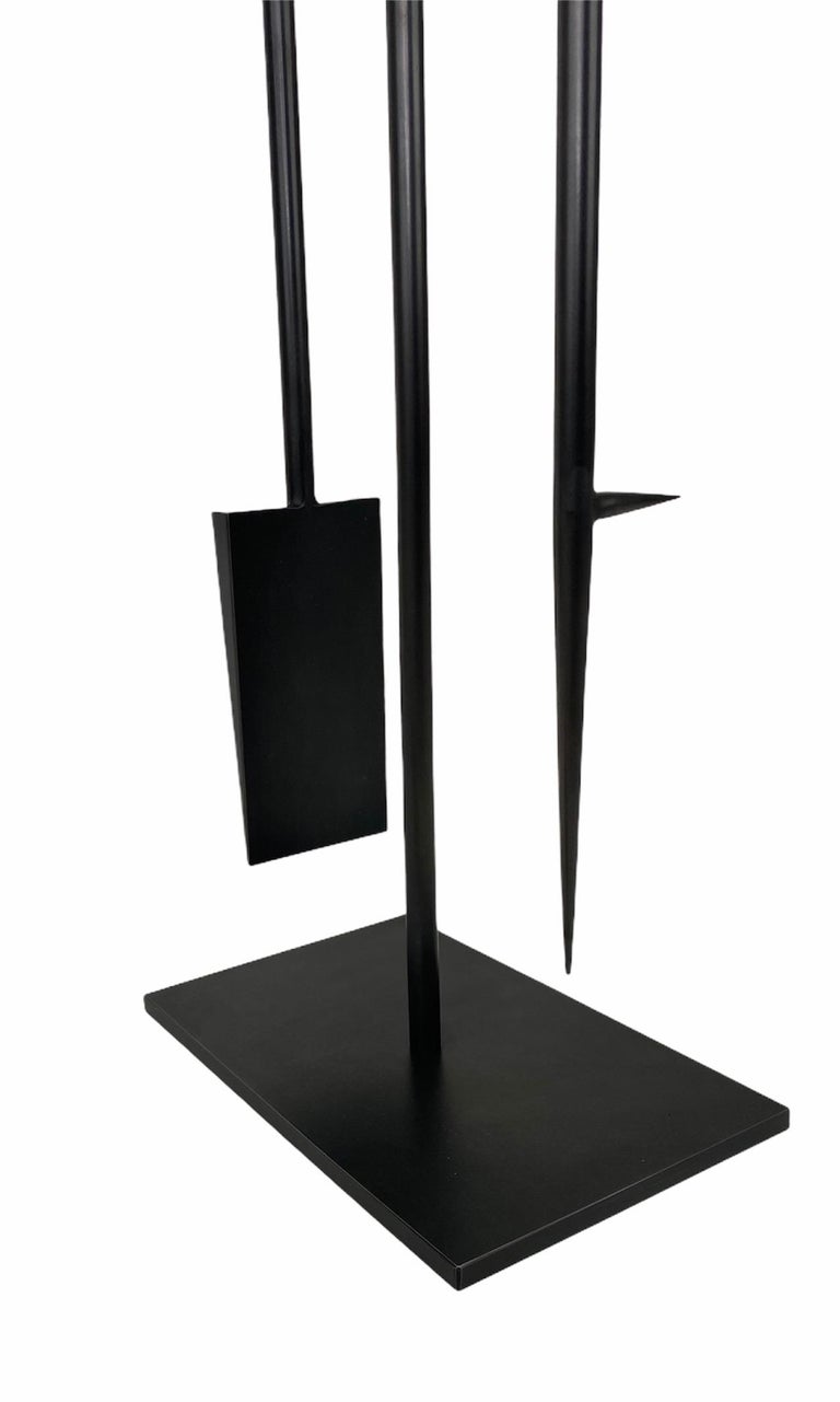 Handmade Modern Blackened Steel Fireplace Tool Set with Shovel and ...