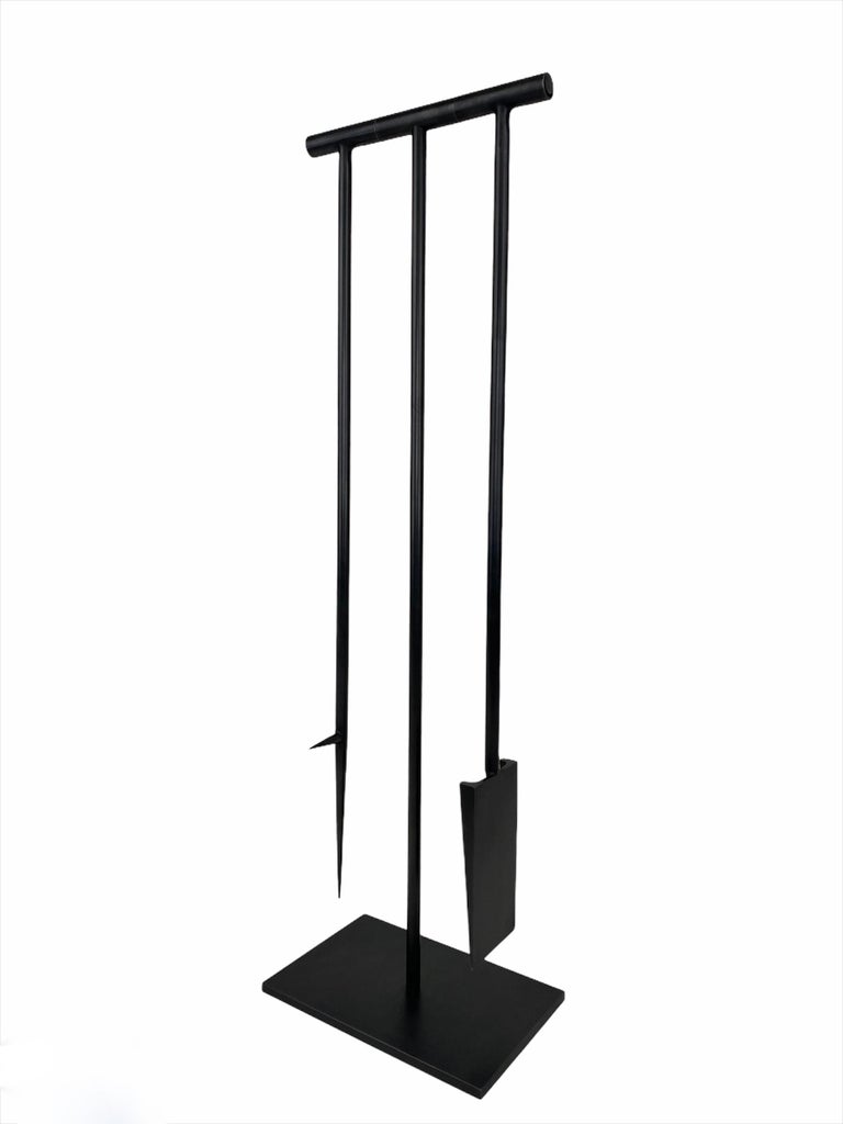Handmade Modern Blackened Steel Fireplace Tool Set with Shovel and ...