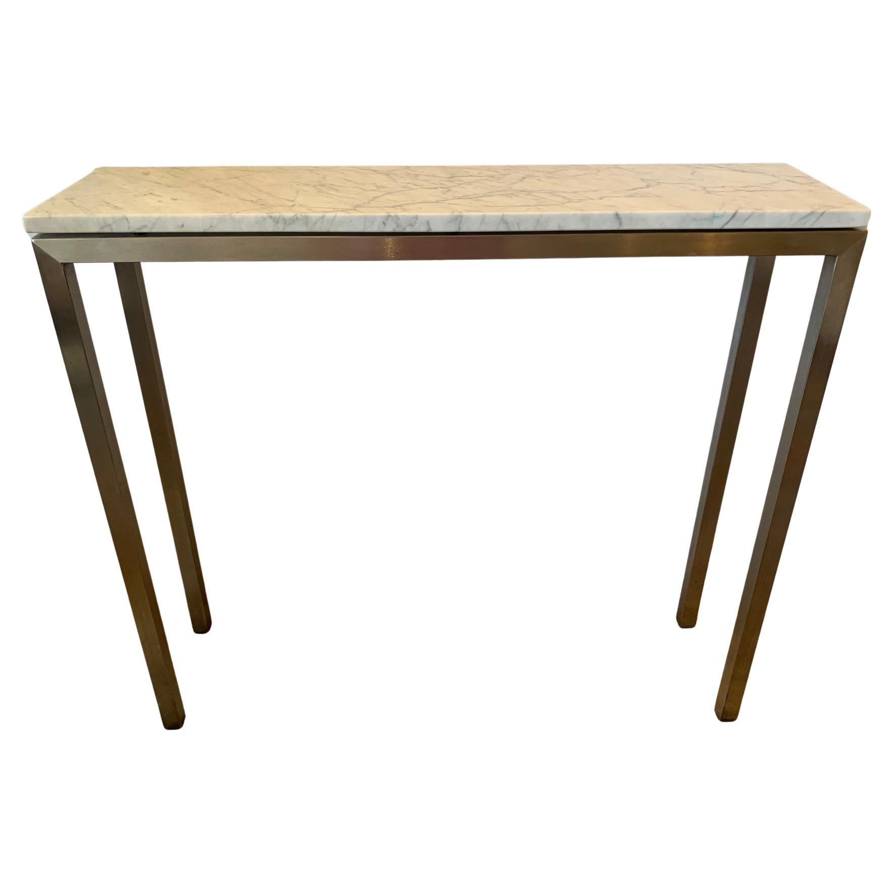 Stunning Polished Stainless Steel Marble-Top Console Entrance Table For ...