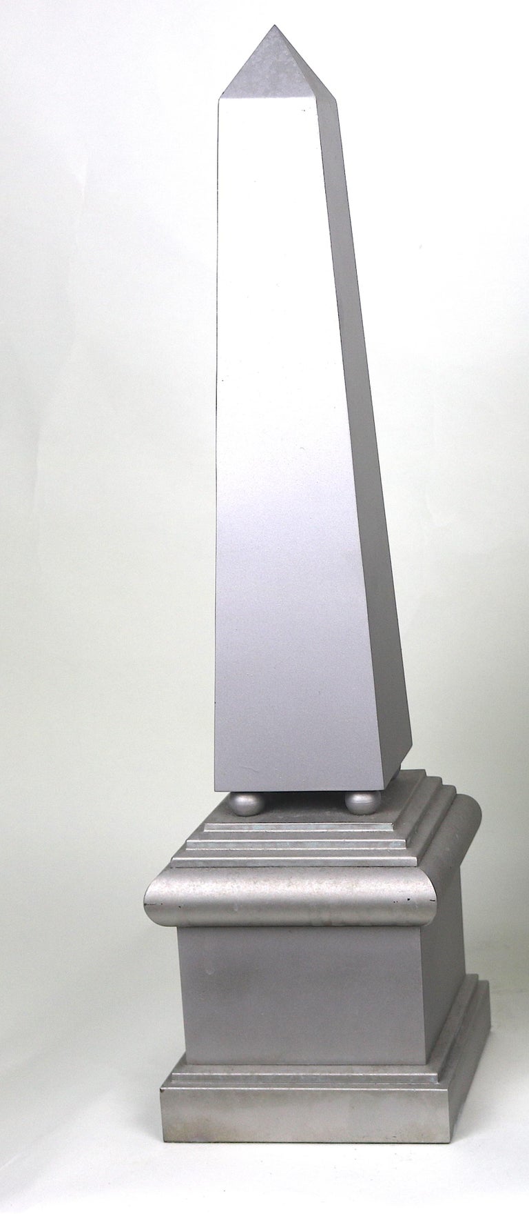 Sleek Pair Modern Minimalist Articulated Silver Obelisks- Large 2 ft ...