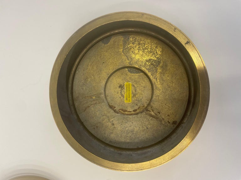 Sleek Pair of Chapman Brass and Glass Hurricanes For Sale at 1stDibs