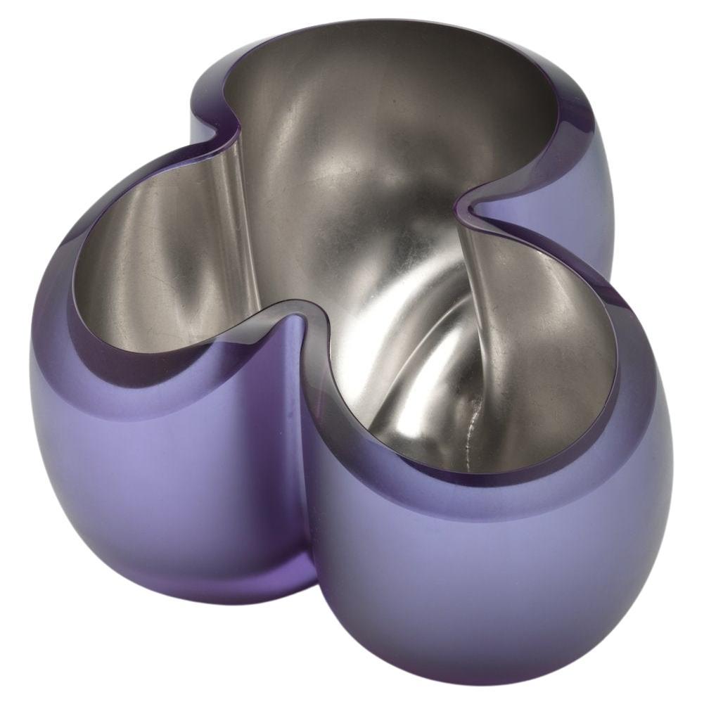 Sleek Purple and Silver Contemporary Glass Sculpture, Barbara Nanning ...