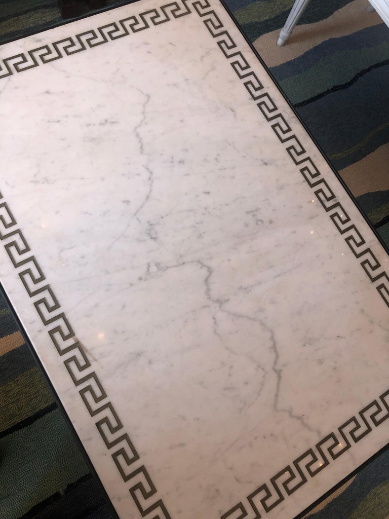 Sleek and Refined Greek Key Decorated Marble Top Coffee Table For Sale ...
