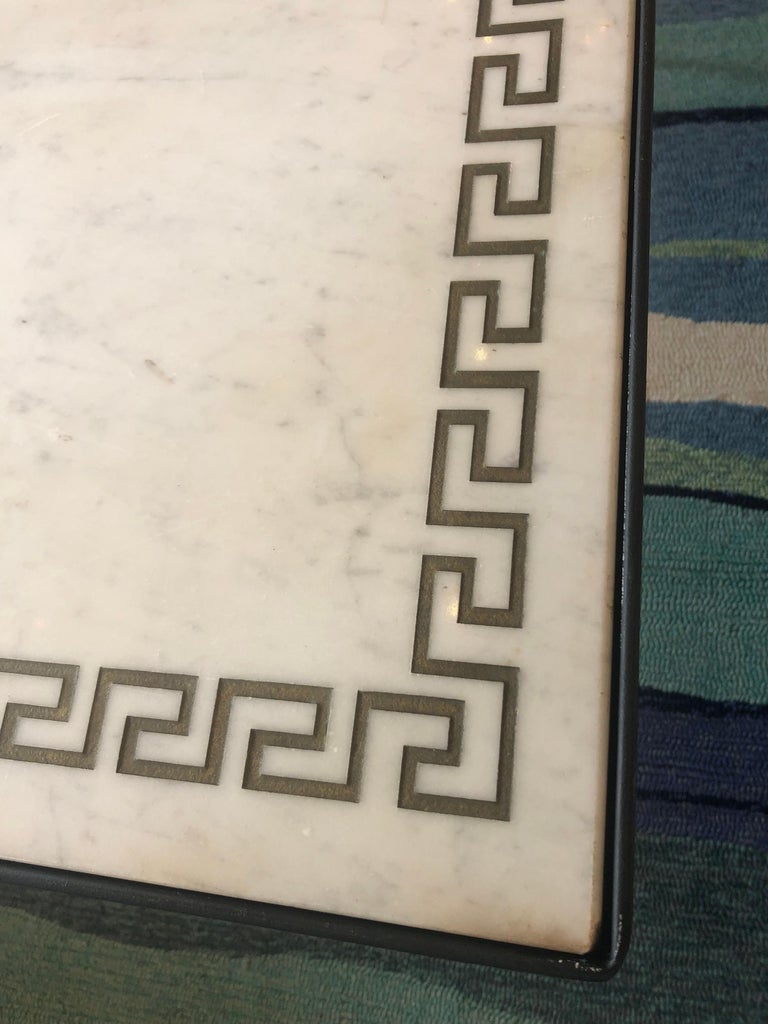 Sleek and Refined Greek Key Decorated Marble Top Coffee Table For Sale ...