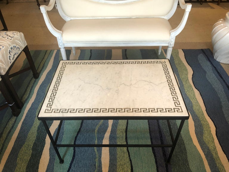 Sleek and Refined Greek Key Decorated Marble Top Coffee Table For Sale ...