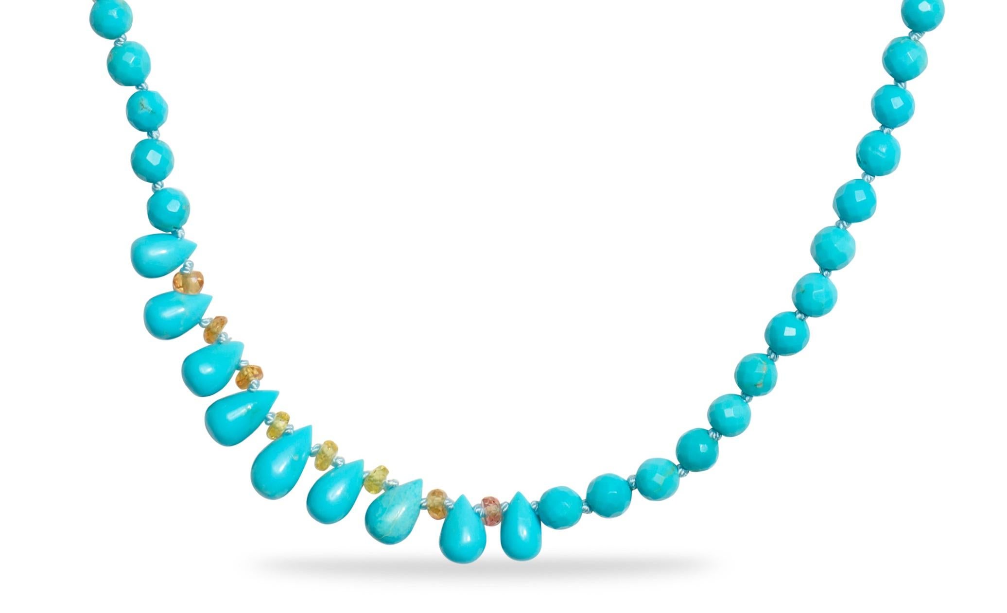 Genuine Blue Sleeping Beauty Turquoise Yellow Sapphire Necklace in ...