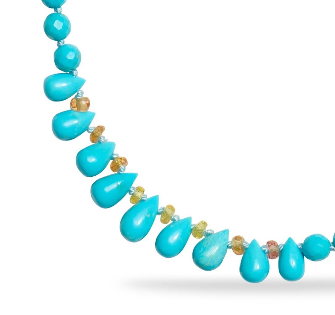 Genuine Blue Sleeping Beauty Turquoise Yellow Sapphire Necklace in ...