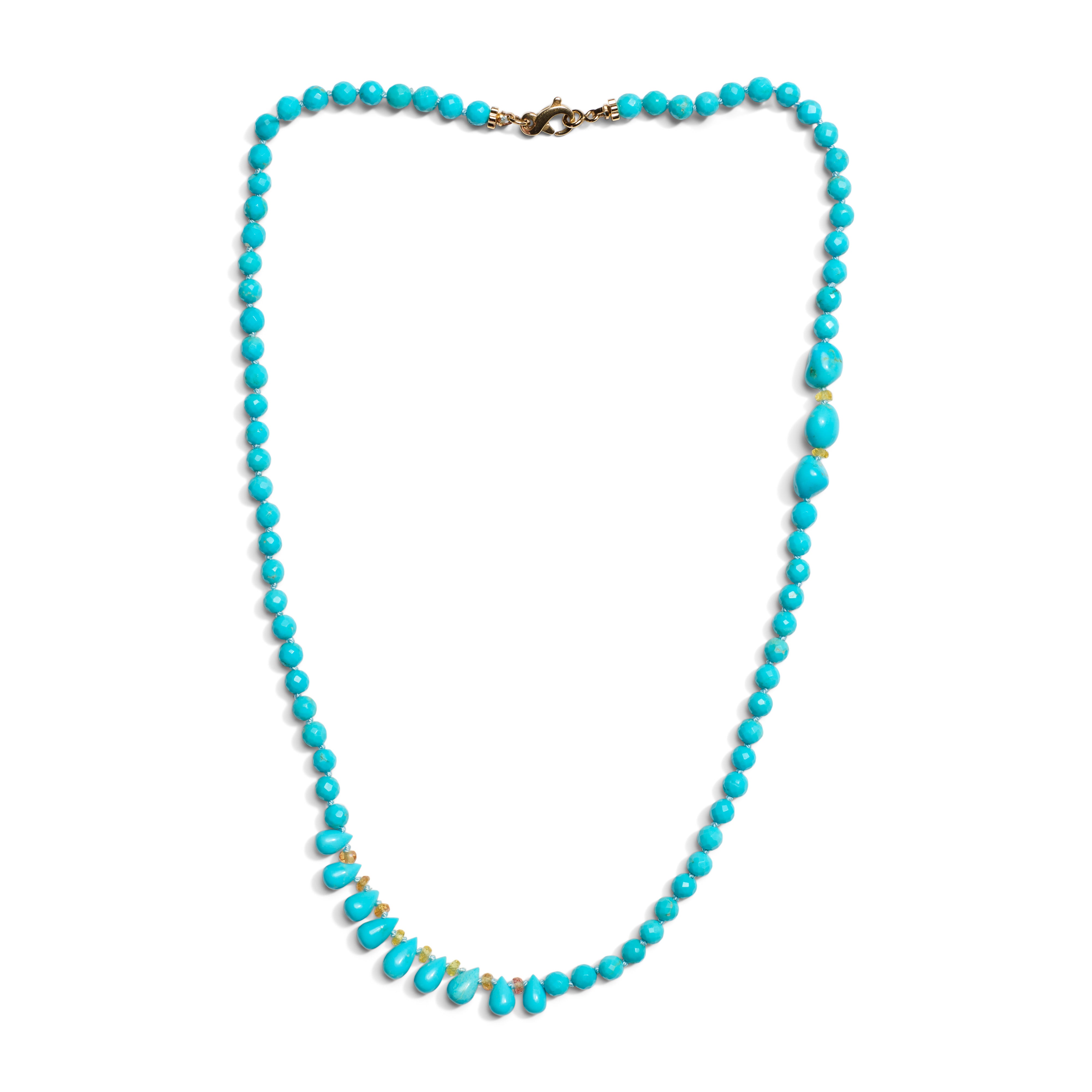Genuine Blue Sleeping Beauty Turquoise Yellow Sapphire Necklace in ...