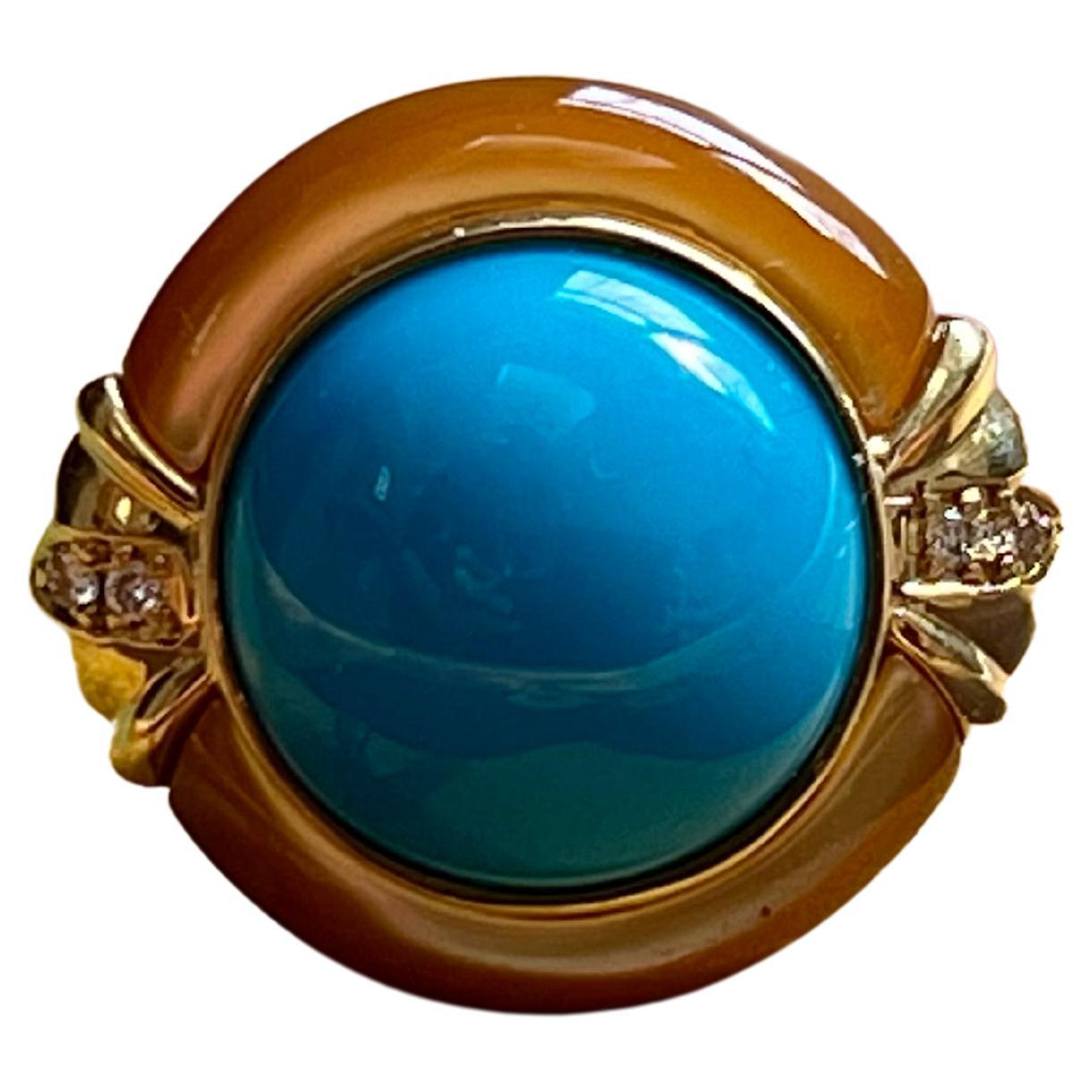 Victorian English Turquoise, Pearl and Diamond Ring at 1stDibs