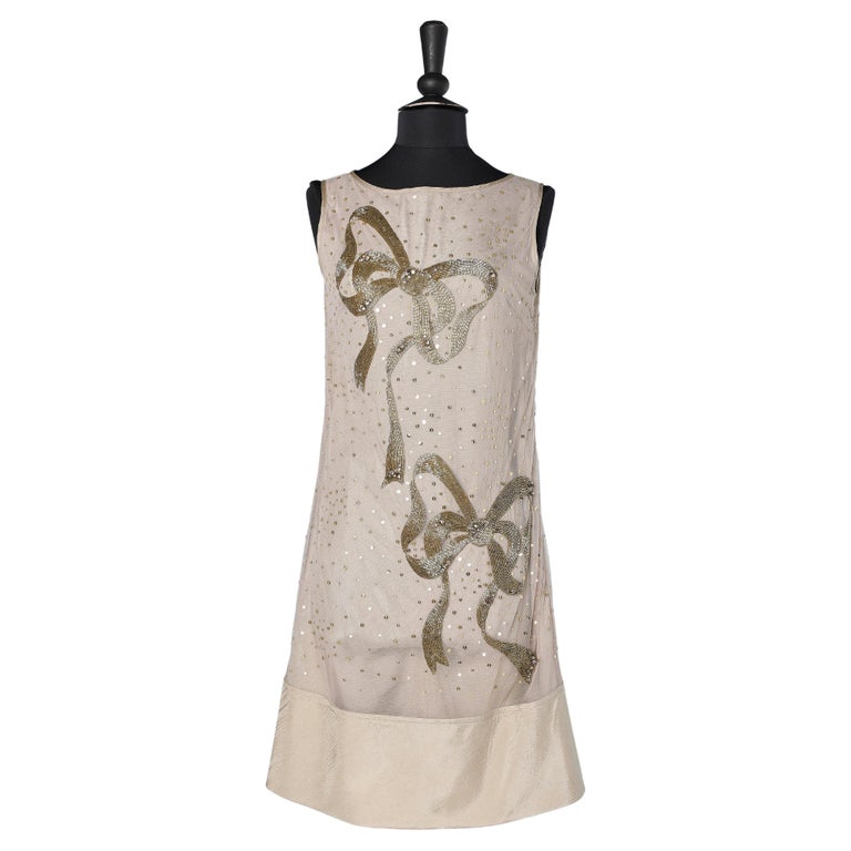 Sleeveless cocktail dress with beaded work REDValentino For Sale at 1stDibs