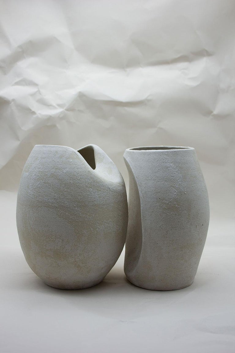 Sliced Sphere with Half Sliced Form Ceramic Sculpture in Warm Beige ...