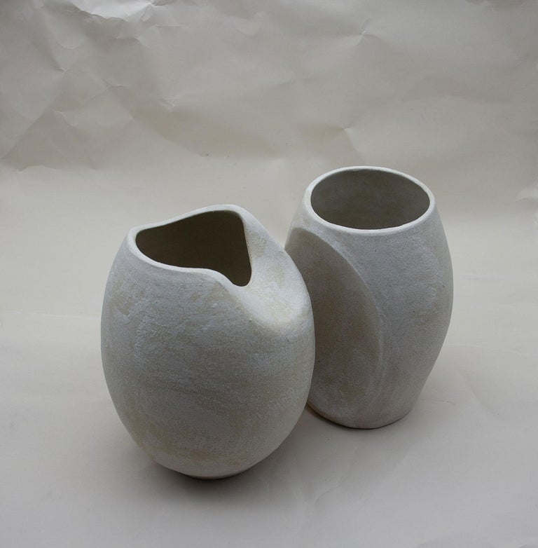 Sliced Sphere with Half Sliced Form Ceramic Sculpture in Warm Beige ...