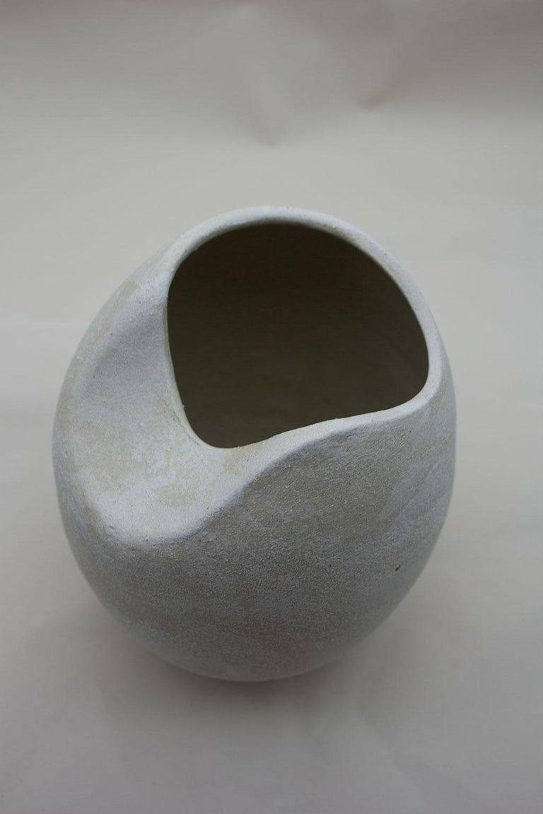 Sliced Sphere with Half Sliced Form Ceramic Sculpture in Warm Beige ...