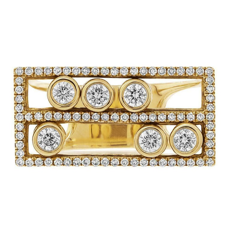 Sliding Diamond 0.48 Total Carat Round Diamond Yellow Gold Cocktail ...