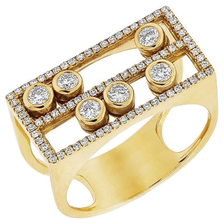 Sliding Diamond 0.48 Total Carat Round Diamond Yellow Gold Cocktail ...