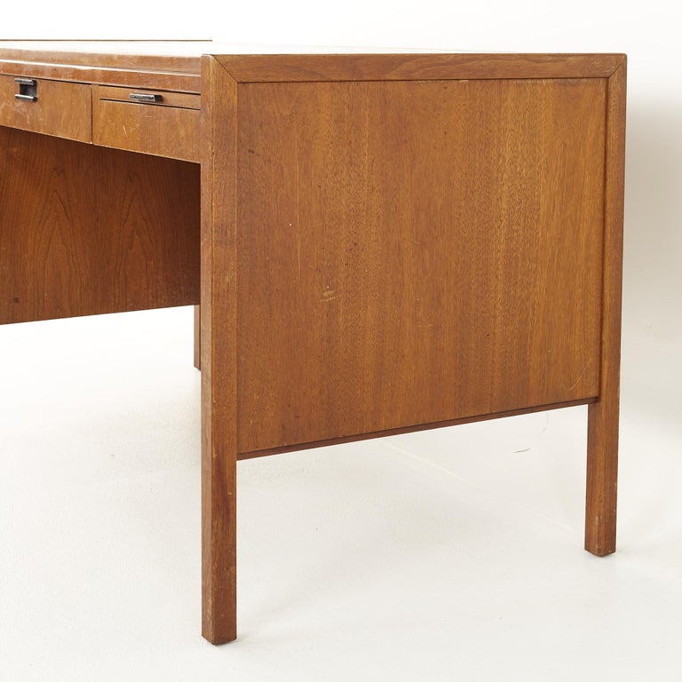 Sligh Lowry Mid Century Walnut and Cane Back Desk at 1stDibs