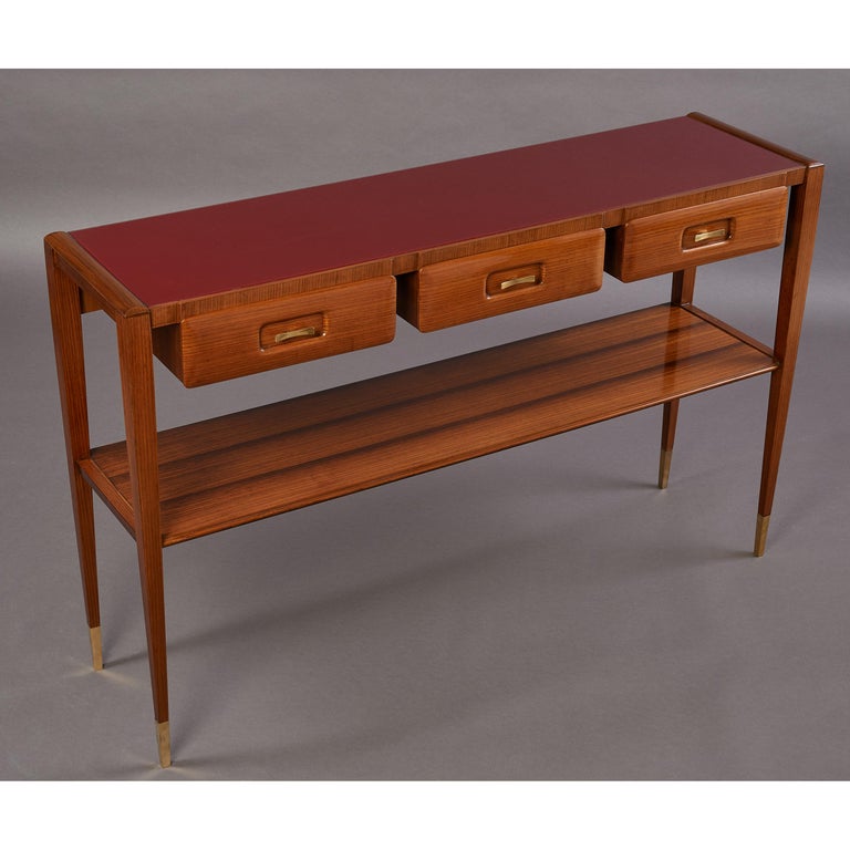 Slim and Elegant Italian Console with Three Drawers, Italy 1950's For ...