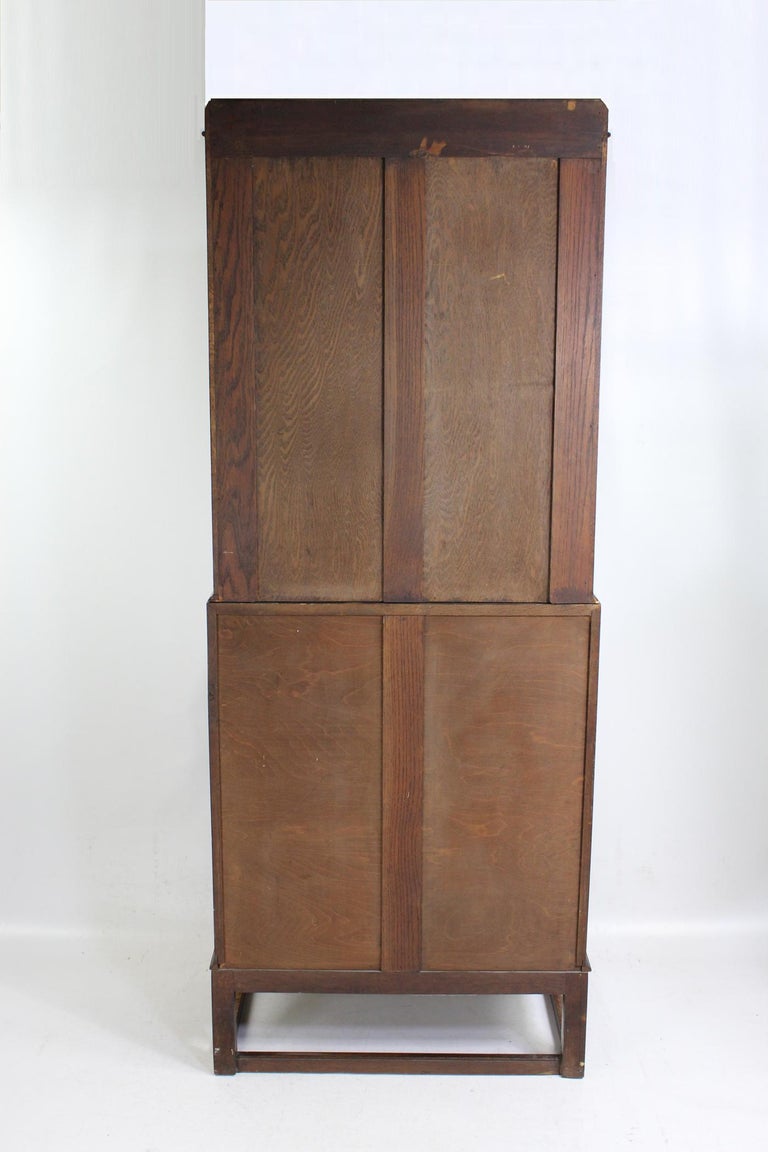 Slim English Oak Bureau Bookcase, circa 1920s at 1stDibs