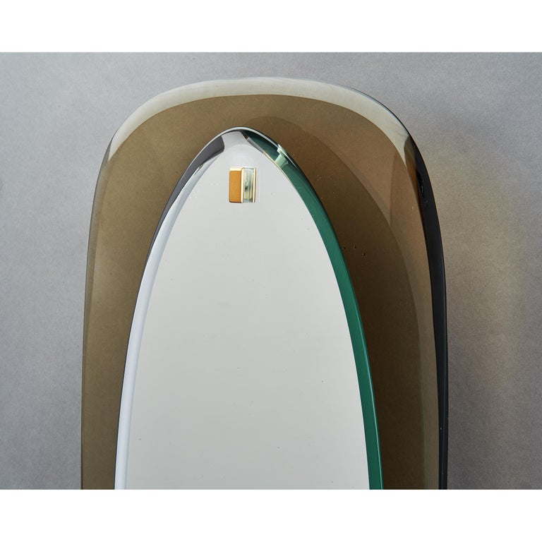 Slim Mirror with Bowed Colored Glass Frame, Italy, 1960s For Sale at ...