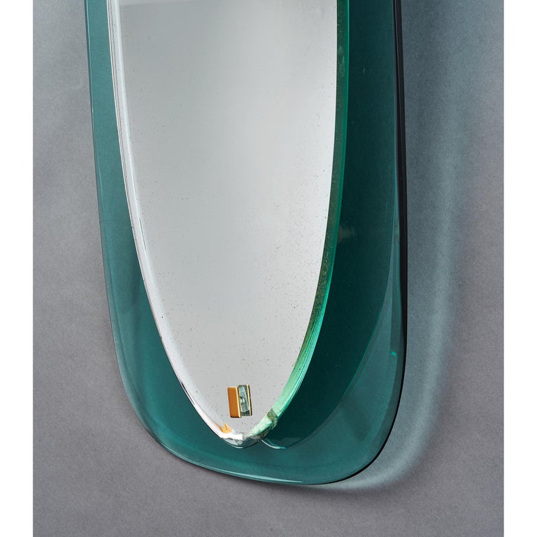 Slim Mirror with Bowed Colored Glass Frame, Italy, 1960s For Sale at ...