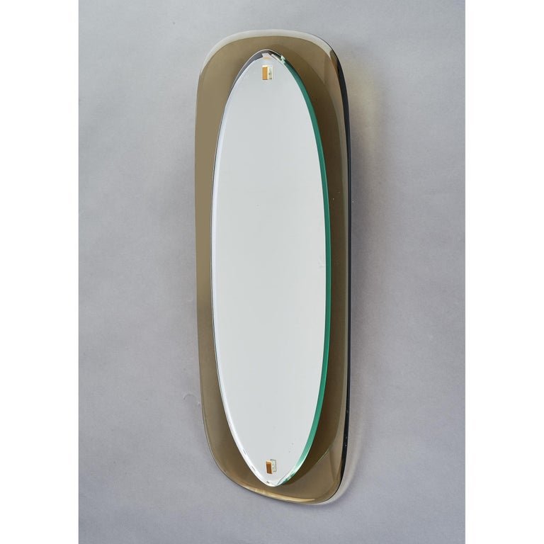 Slim Mirror with Bowed Colored Glass Frame, Italy, 1960s For Sale at ...