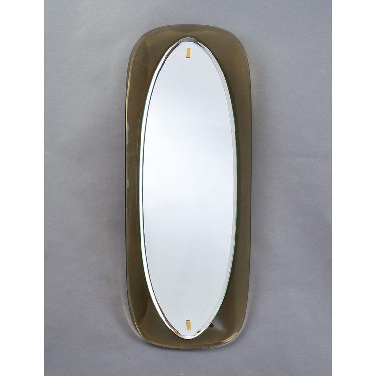 Slim Mirror with Bowed Colored Glass Frame, Italy, 1960s For Sale at ...