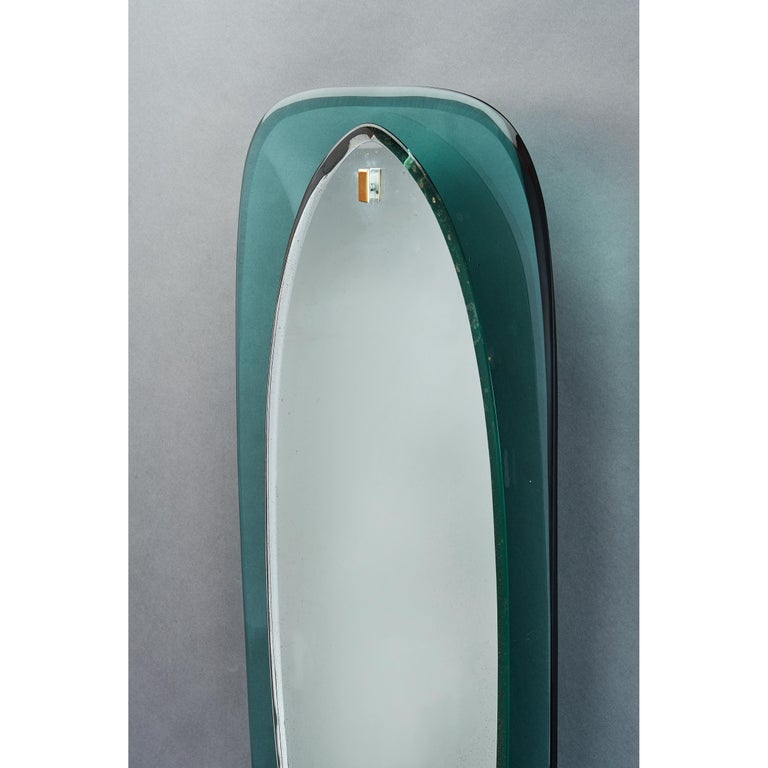 Slim Mirror with Bowed Colored Glass Frame, Italy, 1960s For Sale at ...