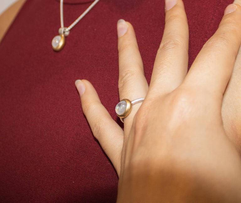 Customizable Slim Monika Herré Rainbow Moonstone Ring Sterling Silver ...