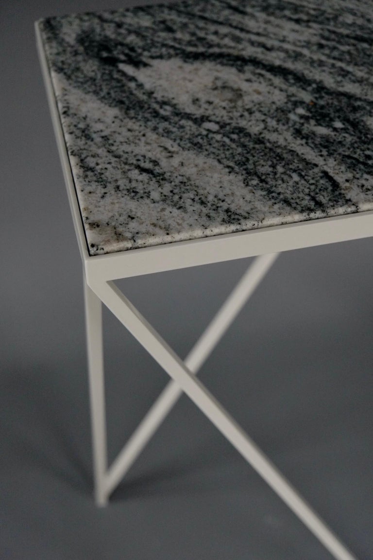 Slim White Steel Console Table with Granite Table Top / Customizable ...