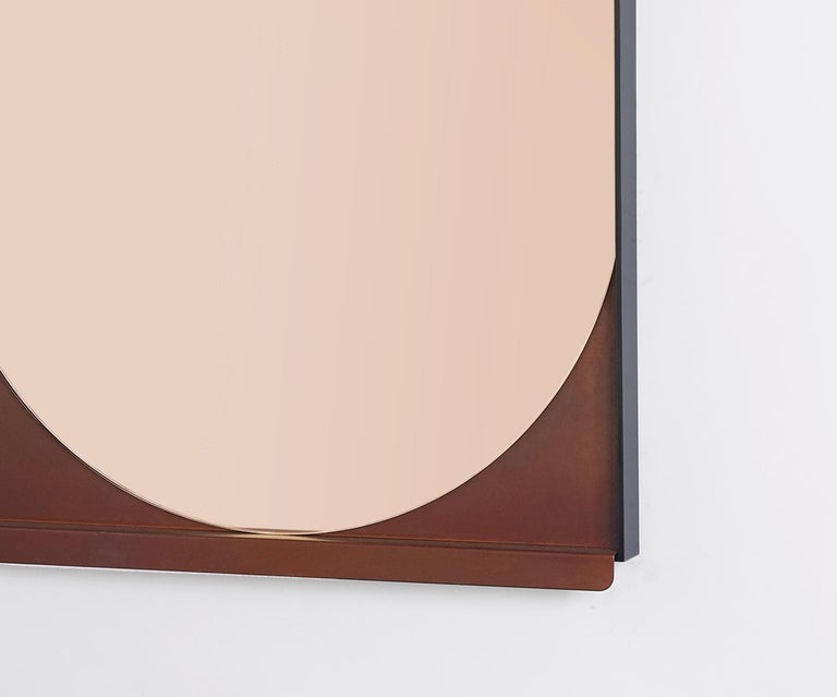 Slip Mirror in Contemporary Blackened Steel, Red Oxide Inlay, and Peach ...