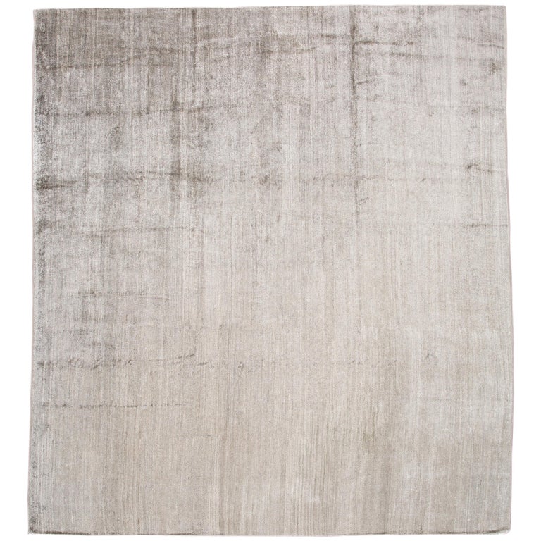 Sliver Modern Solid Silk Rug at 1stDibs