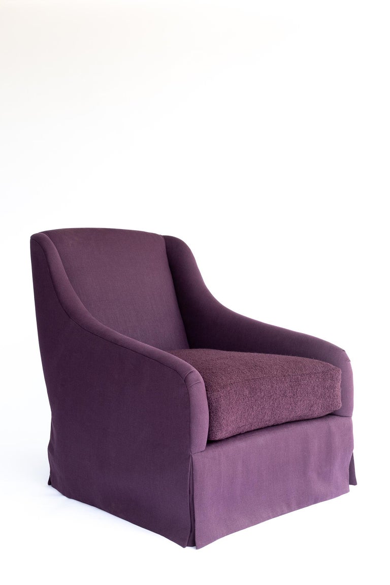 Slope Arms Slip-Covered Armchair For Sale at 1stDibs