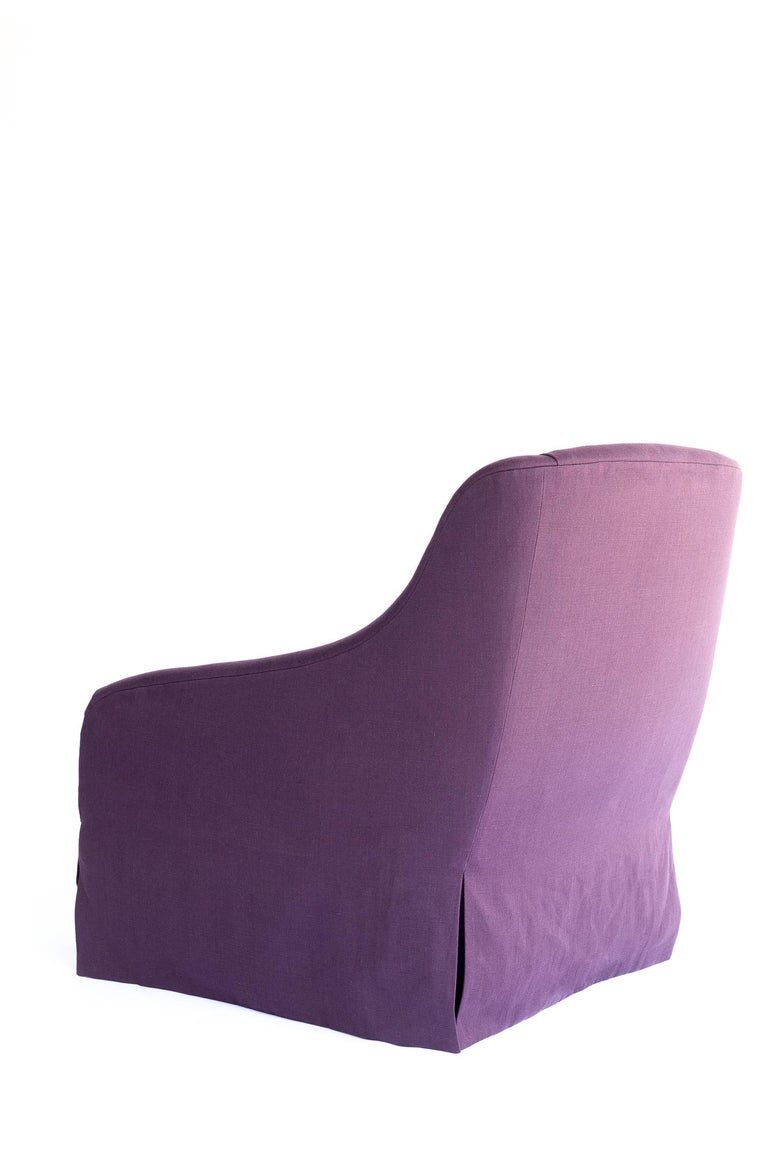 Slope Arms Slip-Covered Armchair For Sale at 1stDibs