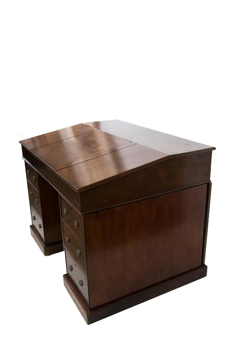 Slope Front Solid Mahogany Writing Desk For Sale at 1stDibs