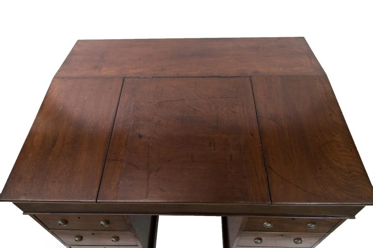 Slope Front Solid Mahogany Writing Desk For Sale at 1stDibs