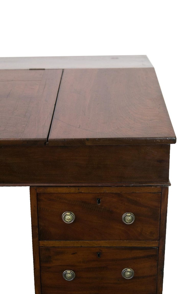 Slope Front Solid Mahogany Writing Desk For Sale at 1stDibs