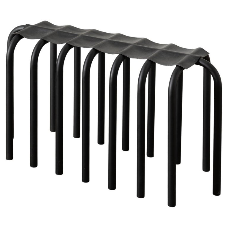 Slumped Leather Bench by Gentner Design For Sale at 1stDibs