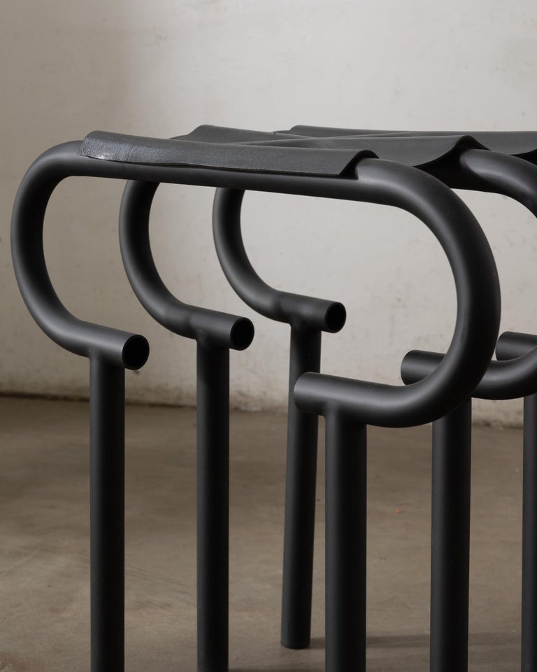 Slumped Leather Stool by Gentner Design For Sale at 1stDibs