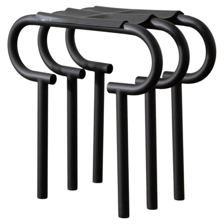 Slumped Leather Stool by Gentner Design For Sale at 1stDibs