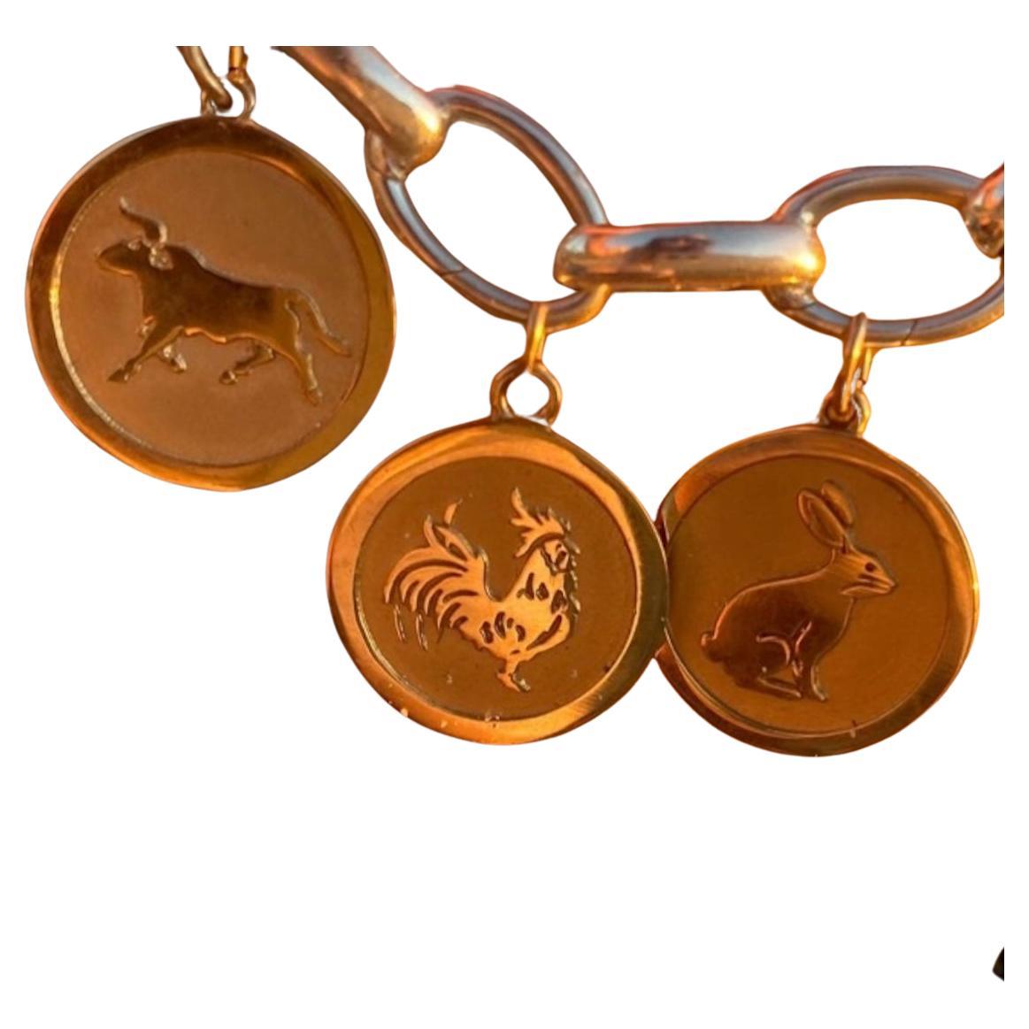 Small 14 KT Yellow Gold Chinese Zodiac Rabbit Medallion Pendant For ...