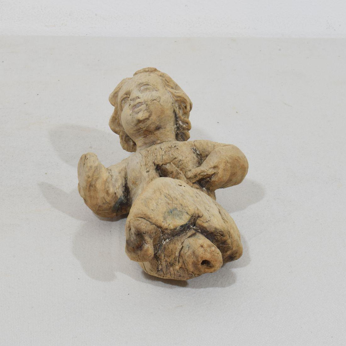 Small 17th Century French Carved Wooden Baroque Baby Christ at 1stDibs