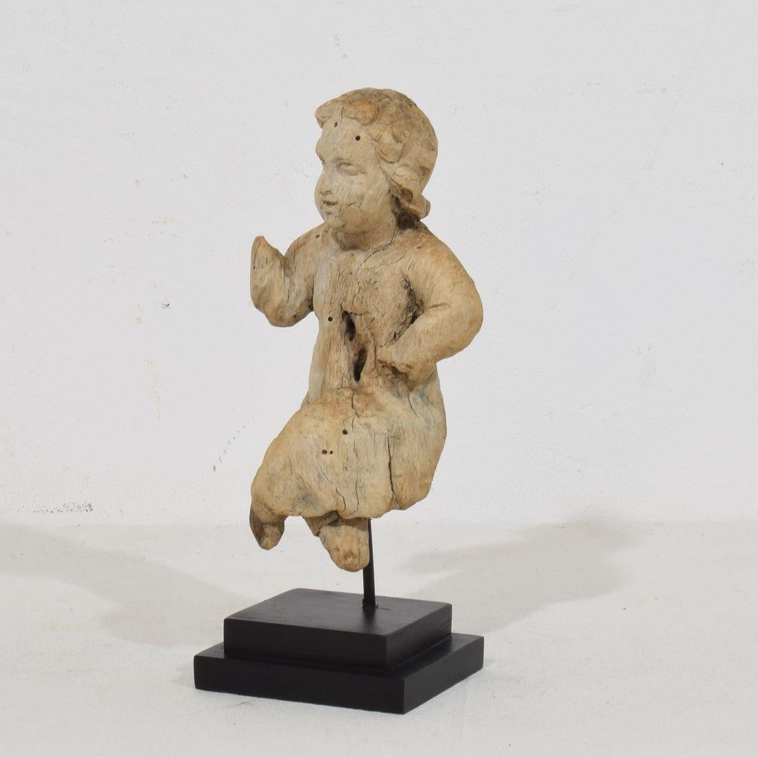Small 17th Century French Carved Wooden Baroque Baby Christ at 1stDibs