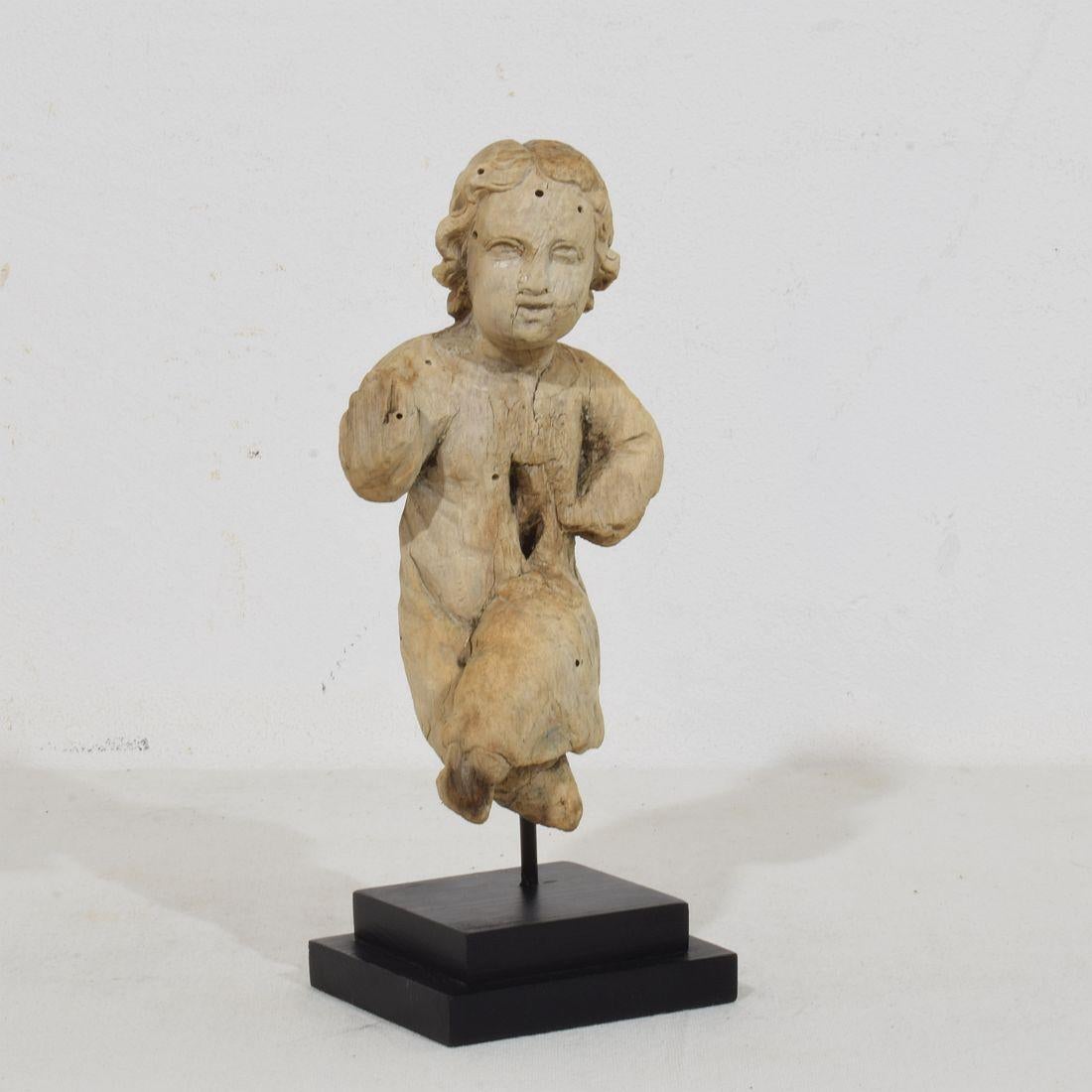 Small 17th Century French Carved Wooden Baroque Baby Christ at 1stDibs